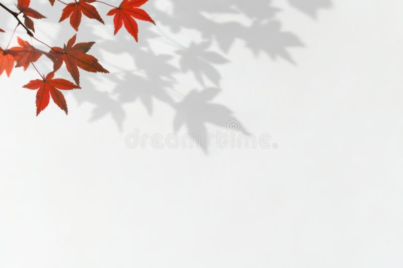 Maple Tree Leaves Shadow Overlay on White Wall - Abstract Neutral ...