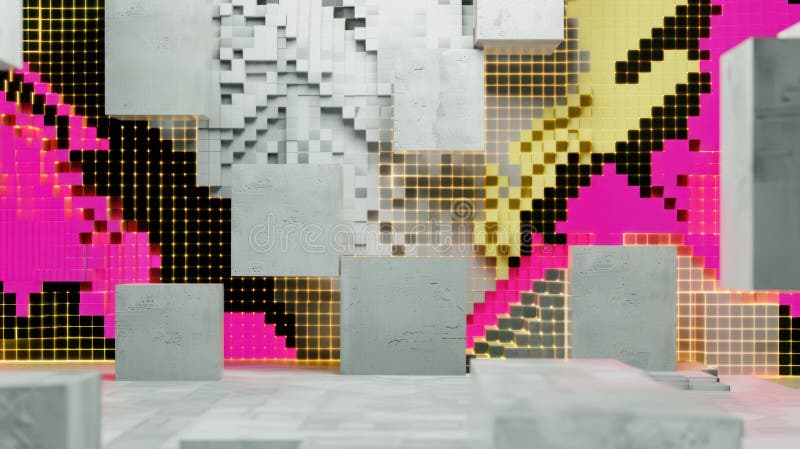 Abstract Geometric Pixelated Retro Background with Seamless Loop ...