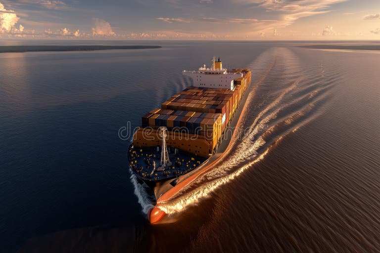 Aerial View of Container Cargo Ship in Global Maritime Freight Shipping ...