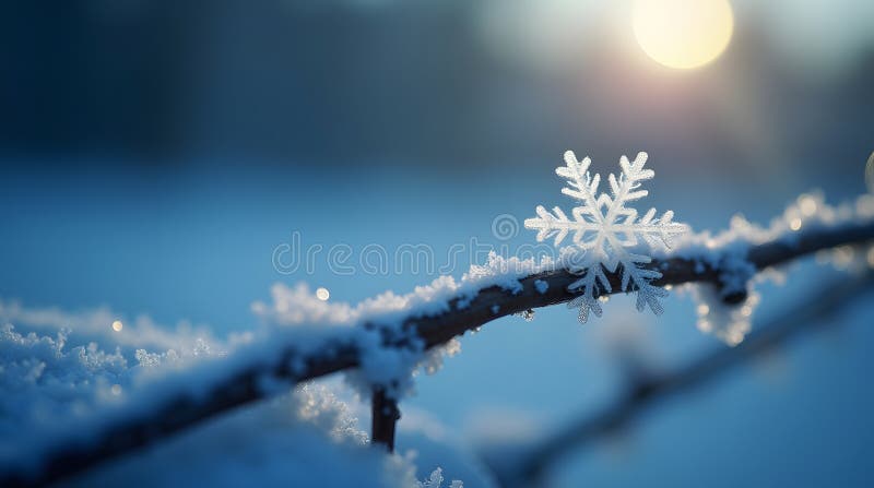 Delicate Snowflake on Frosty Surface Stock Illustration - Illustration ...