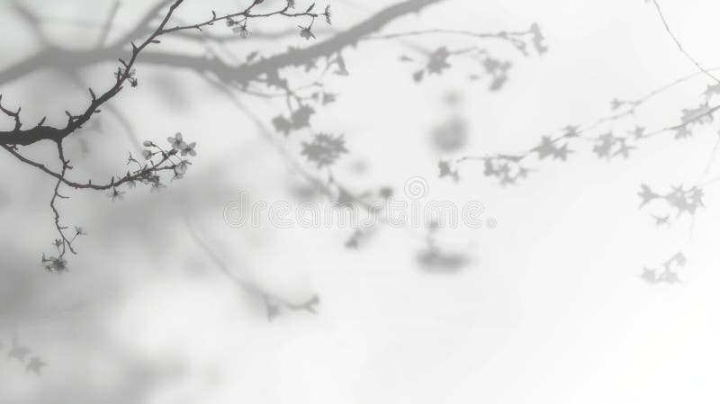 Blurred Cherry Blossom Shadows on White Wall - Natural Light Overlay ...