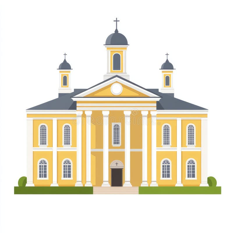 Elegant Yellow Classical Building with Columns and Domes Stock ...