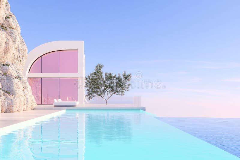 Stunning Modern Cliffside Villa with Terrace and Balcony Stock ...