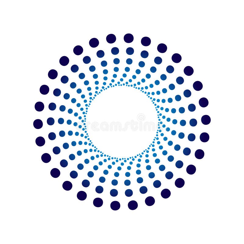 Abstract Circular Pattern Made of Gradient Blue Dots, Forming a Spiral ...