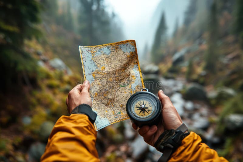 Intense Focus and Determination: Closeup of Orienteering Athlete ...