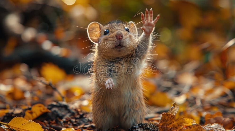 Curious Rodent Raising Paw As If Asking for Water Stock Photo - Image ...