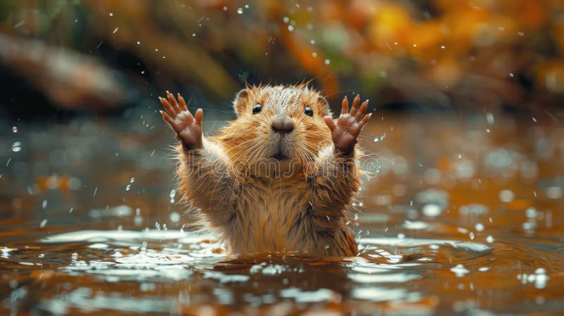 Curious Rodent Raising Paw As If Asking for Water Stock Image - Image ...