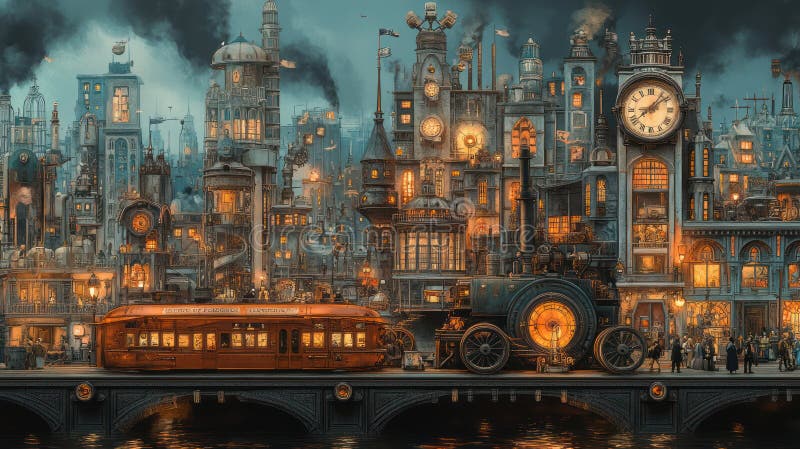 Steampunk Metropolis: a Detailed Clockwork Cityscape with Steampowered ...