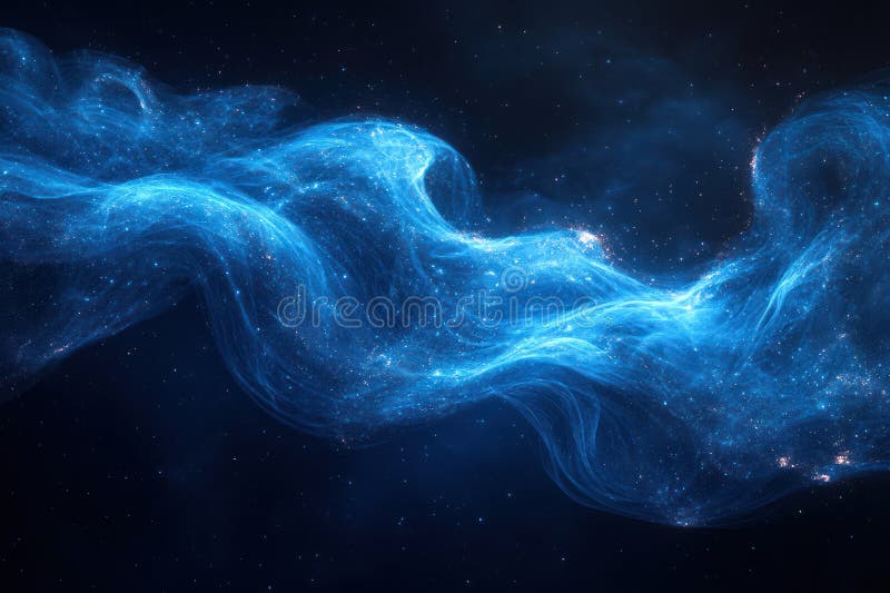 Blue Mystical Smoke Abstract Energy Swirls on Black Background Stock ...