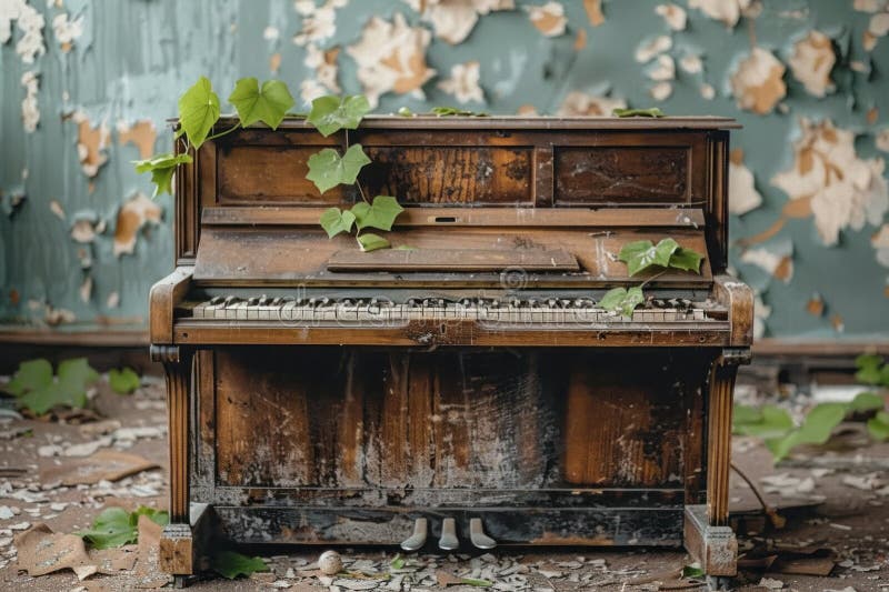 Vintage Piano in Rustic Photography Backdrop: Old Room Decorative ...