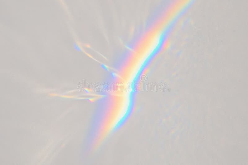 Abstract Rainbow Light Refraction Texture Overlay on White Wall for ...