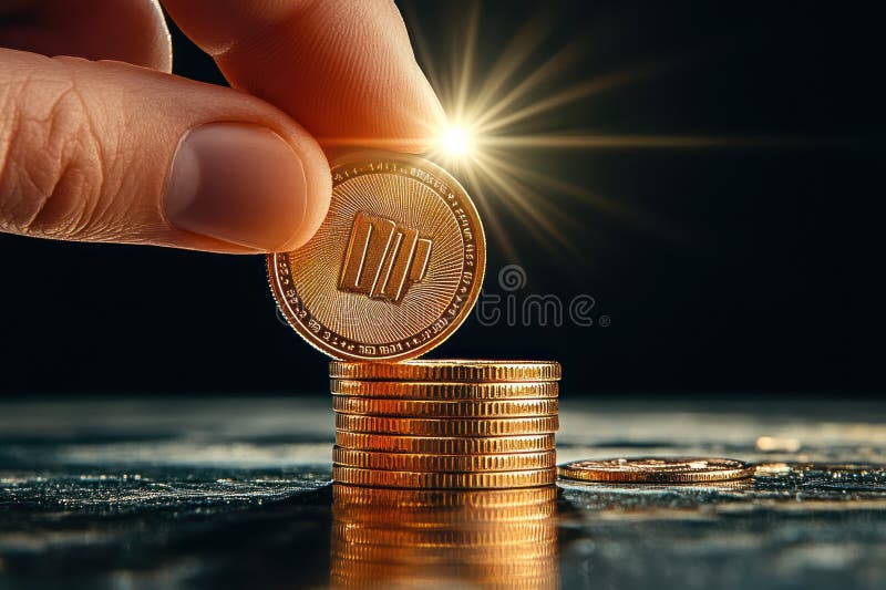 Hand Stacking Coins To Signify Increasing Revenue and Financial Growth ...