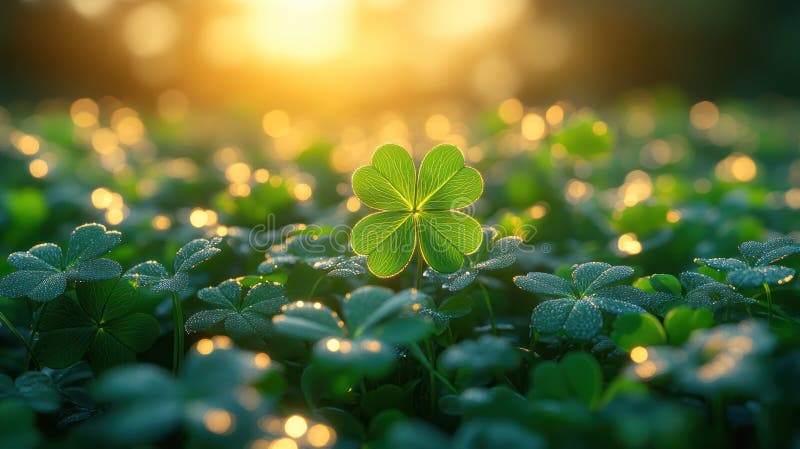 Four Leaf Clover Shamrock Closeup for New Year Greeting Card Background ...