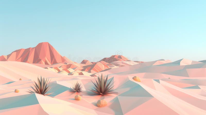 Description Create a Low Poly Desert Scene with Pastel Dunes and Cacti ...