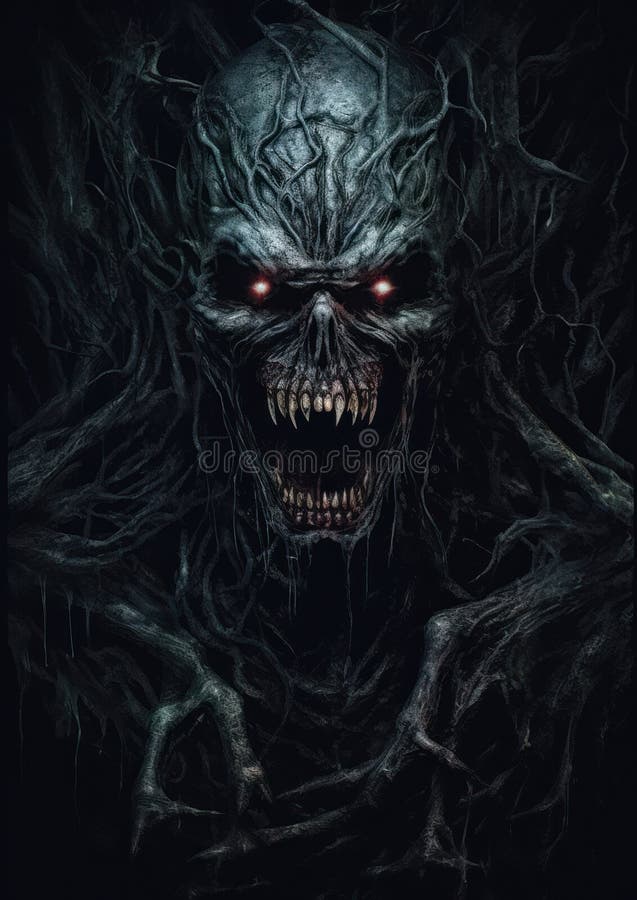 The Skull of the Banshee: a Creepy Red-eyed Figure Standing in the ...