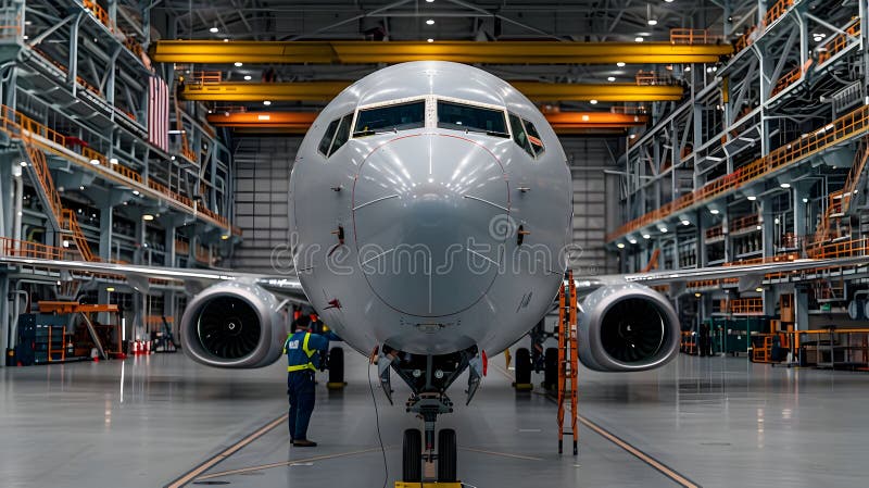 **Title:** Boeing 737 MAX Airplane Undergoing Maintenance in a Modern ...