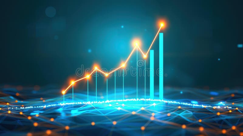 Description Dynamic Candlestick Chart on a Blue Grid Showcases the ...