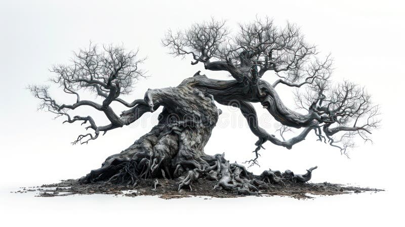 Isolated Spooky Old Dead Tree on White Background Stock Image - Image ...