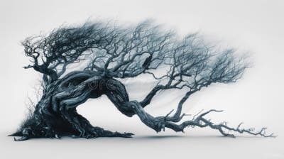 Isolated Spooky Old Dead Tree on White Background Stock Photo - Image ...