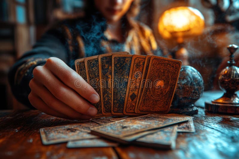 Young Magician-in-Training Learning Magic Tricks with Cards and Book in ...