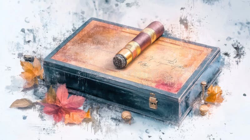 Vintage 1930s Cigar Box in Rustic Setting with Soft Lighting and Sepia ...