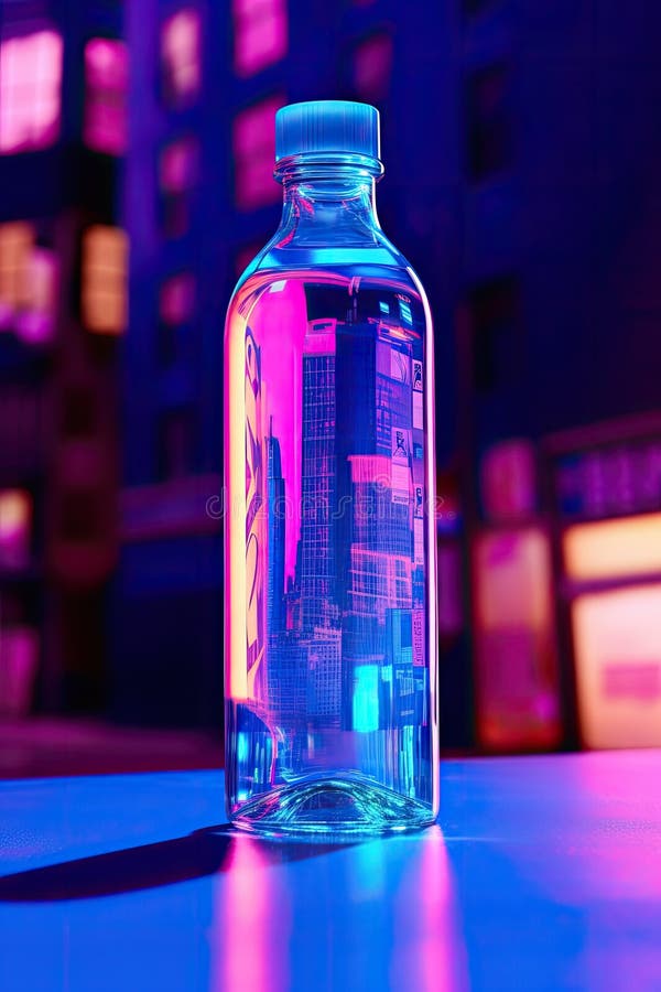 Dynamic Fusion: Unbranded Plastic Bottle in Neon Pink and Electric Blue ...