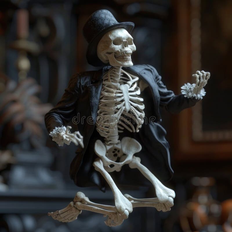Spooky Skeleton Gentleman in Tuxedo and Top Hat for Halloween Fantasy ...