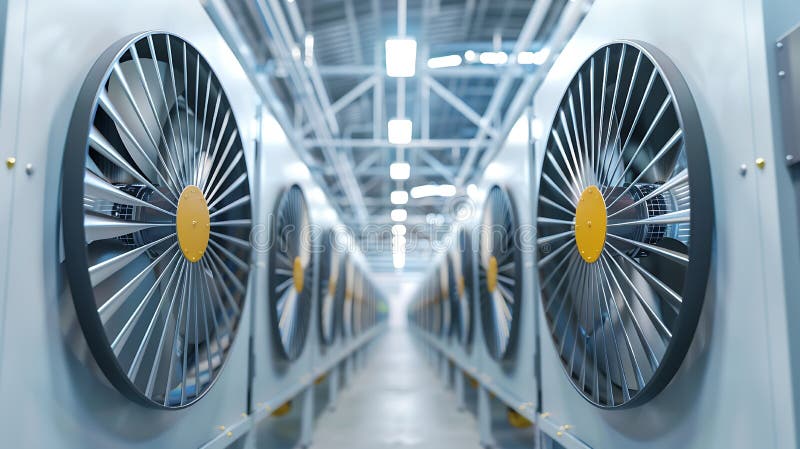**Title:** Industrial Cooling System: Rows of Powerful Ventilation Fans ...