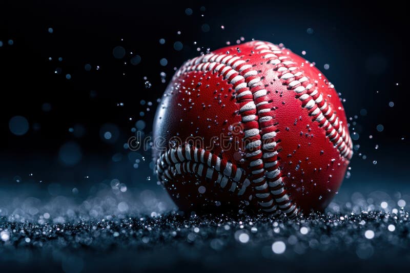 Futuristic Baseball with Analytics HUD Details on Black Background for ...