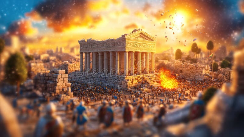 Roman Empire Destroys Jerusalem Temple in Illustration Stock ...
