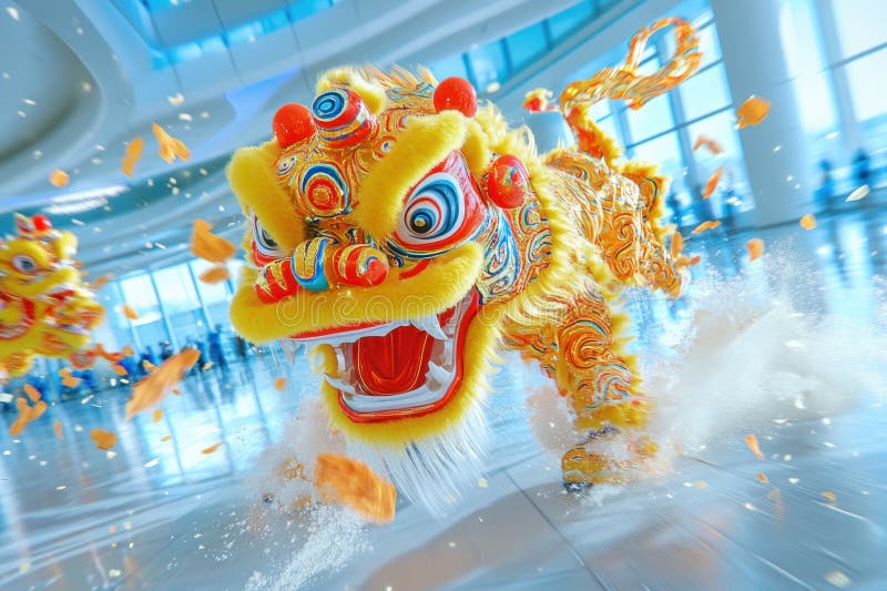 Dynamic Lion Dance Performance with Vibrant Costumes and Decorations ...