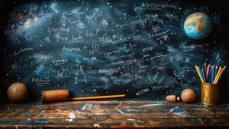 Childhood Imagination: Doodle on Black Chalkboard with Copy Space for ...