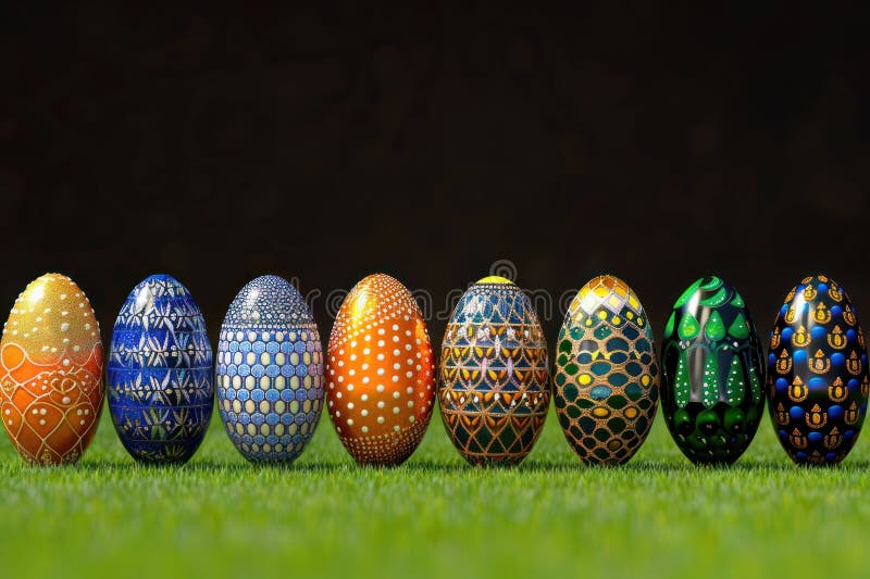 Vibrant Easter Eggs Beautifully Decorated on a Grassy Field Stock ...