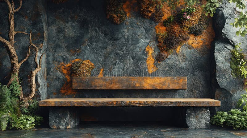 Rustic Style Entrance Hall with Wild Stone Cladding Wall, Wooden Bench ...