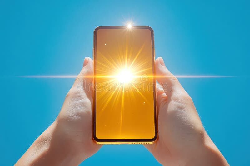 Hands Capturing Solar Eclipse on Mobile Phone Stock Illustration ...