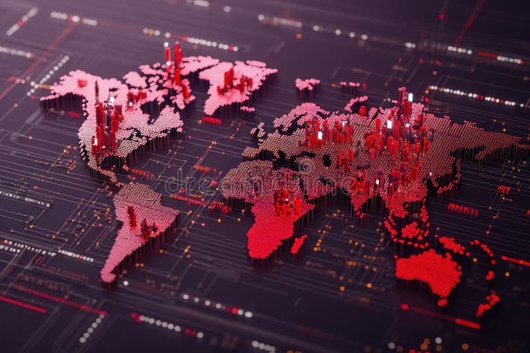 Global Technology Networking on Political World Map Stock Illustration - Illustration of ...