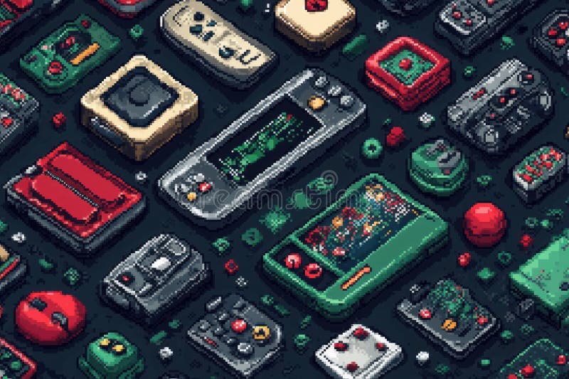 Pixelated Gaming Character in Virtual World Surrounded by Retro Gaming ...