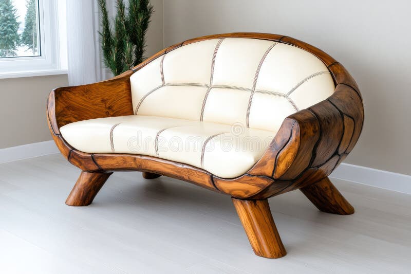 Handcrafted Solid Wood Tree Trunk Rustic Sofa in Modern Living Room ...