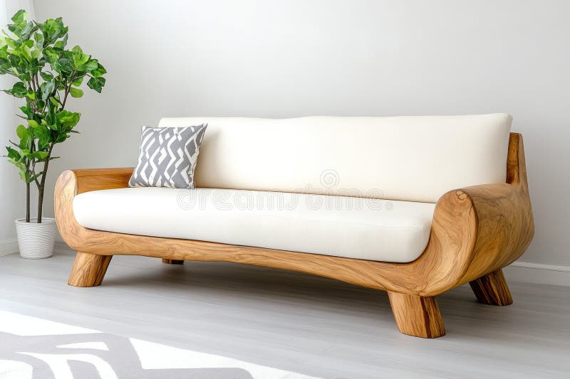 Handcrafted Solid Wood Tree Trunk Rustic Sofa in Modern Living Room ...