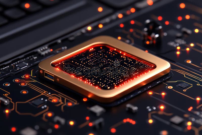 Circuitry Surrounding a Laptop Stock Illustration - Illustration of ...