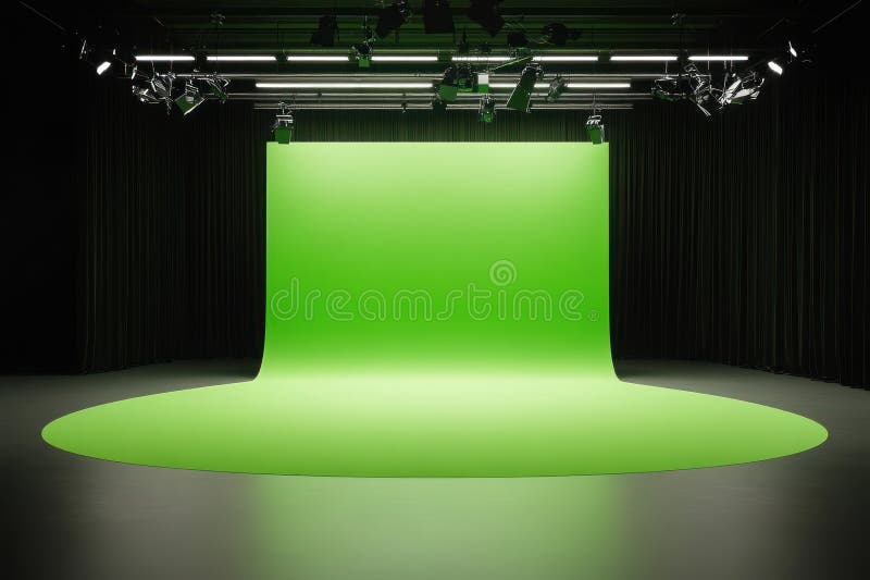 Modern Film Studio with Green Screen Background for Cinematography and ...