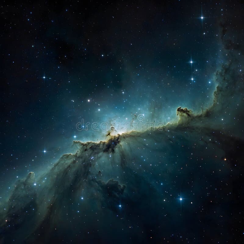 Serene Deep Space View with Star Clusters and Faint Green and Blue ...