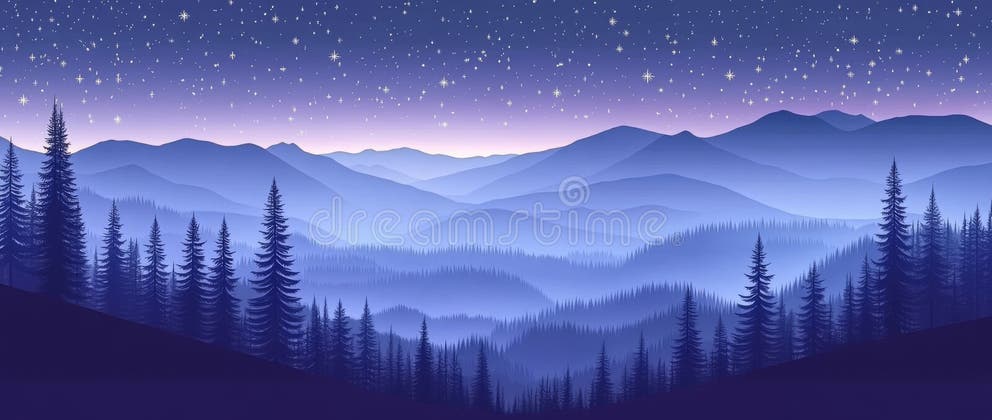 The Description Includes Night Sky Mountainscape Purple Sunset, Starry ...