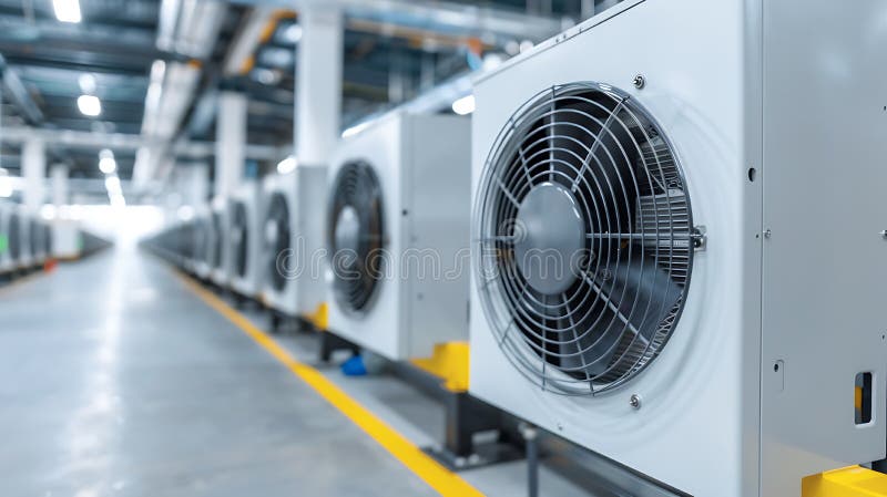 **Title:** Industrial Air Conditioning Units Row in Modern Factory ...