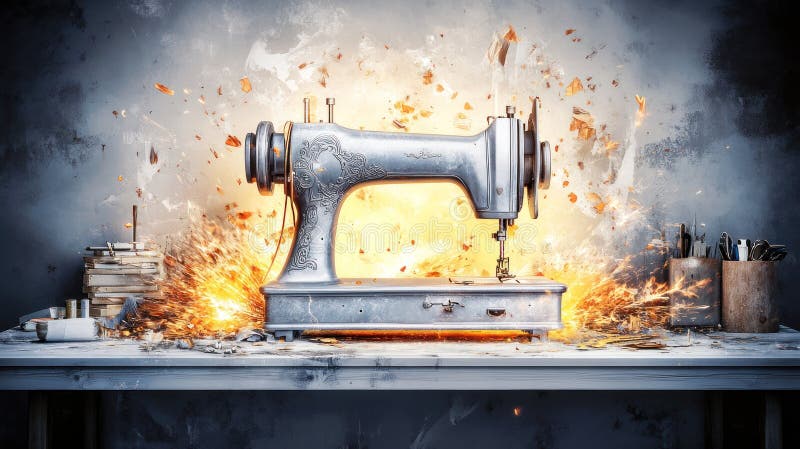 Vintage Sewing Machine from 1930s in Rustic Setting Stock Image - Image ...