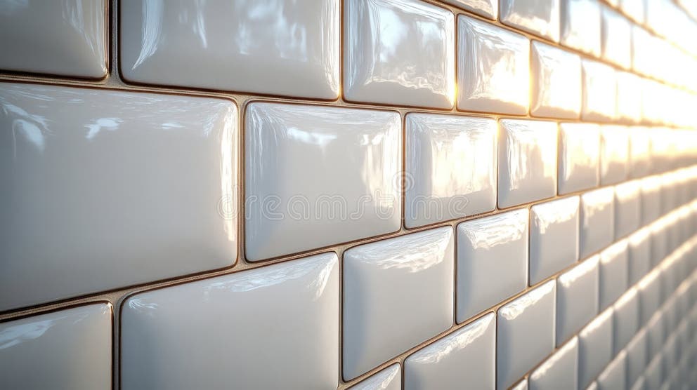 White Light Brick Subway Tiles Wall Texture Background Panorama Stock ...