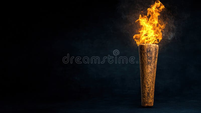 Fiery Wooden Torch on Isolated Background Stock Illustration ...