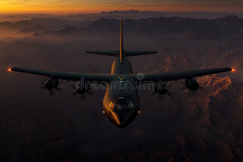 Massive Military Cargo Plane Conducting Strategic Airdrop Mission Over ...