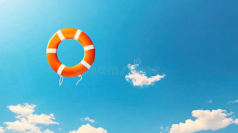 Rescue Concept: Throwing a Life Preserver into the Sky for Help Stock ...