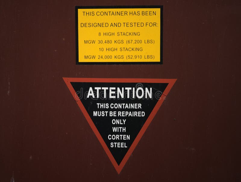 A Description Sign and Label on the Freight Container Stock Photo ...